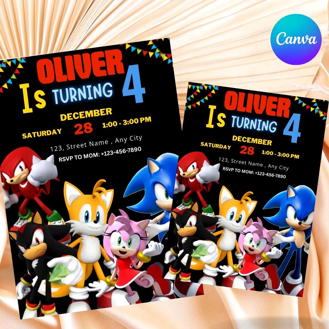 Editable Sonic Shadow Party Invitation Sonic Birthday Invitation Party ...