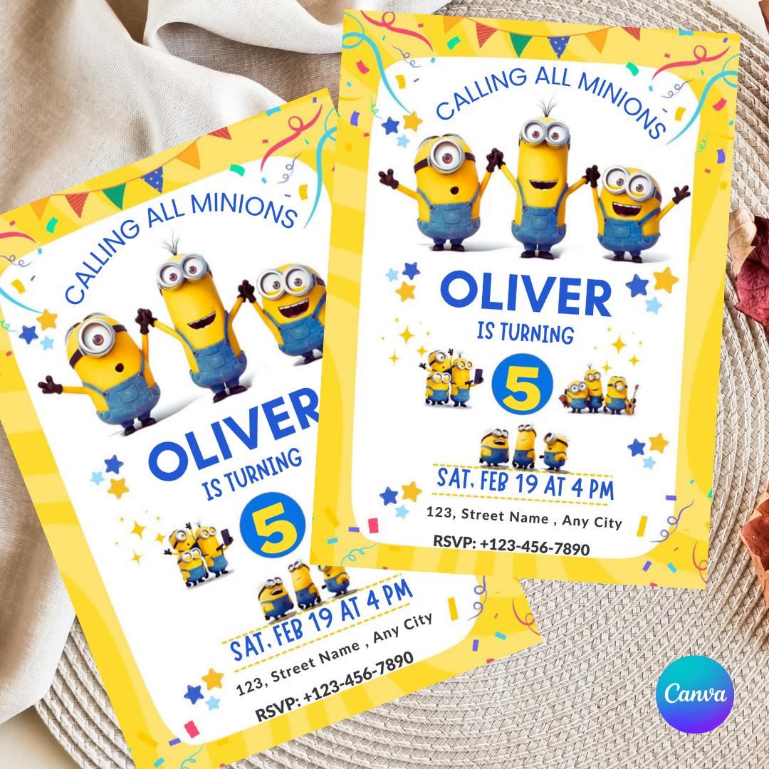 Minions Birthday Invitation | Editable 5x7 Digital Download | Minion ...