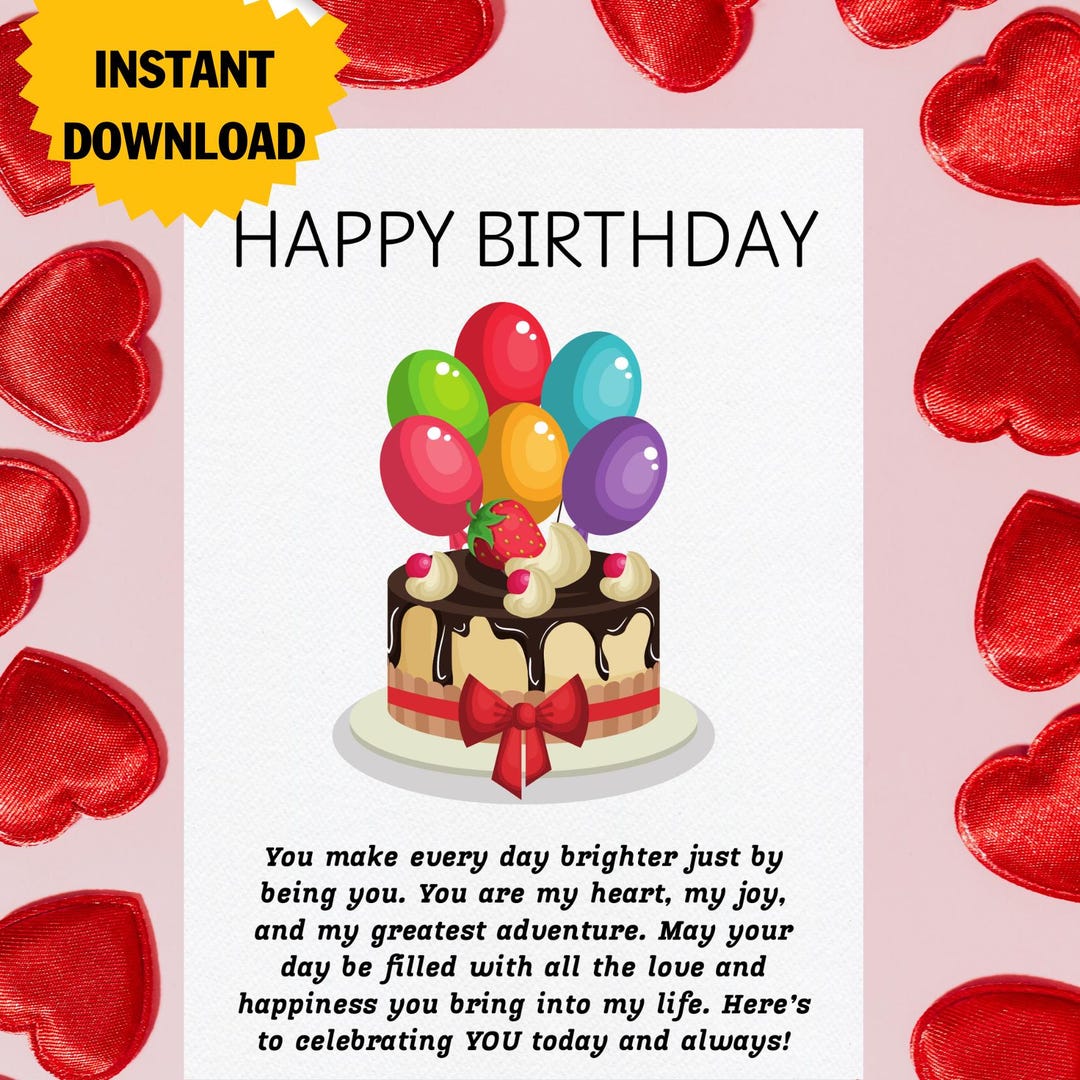 Printable Birthday Card Cute Birthday Card Instant Download Canva ...