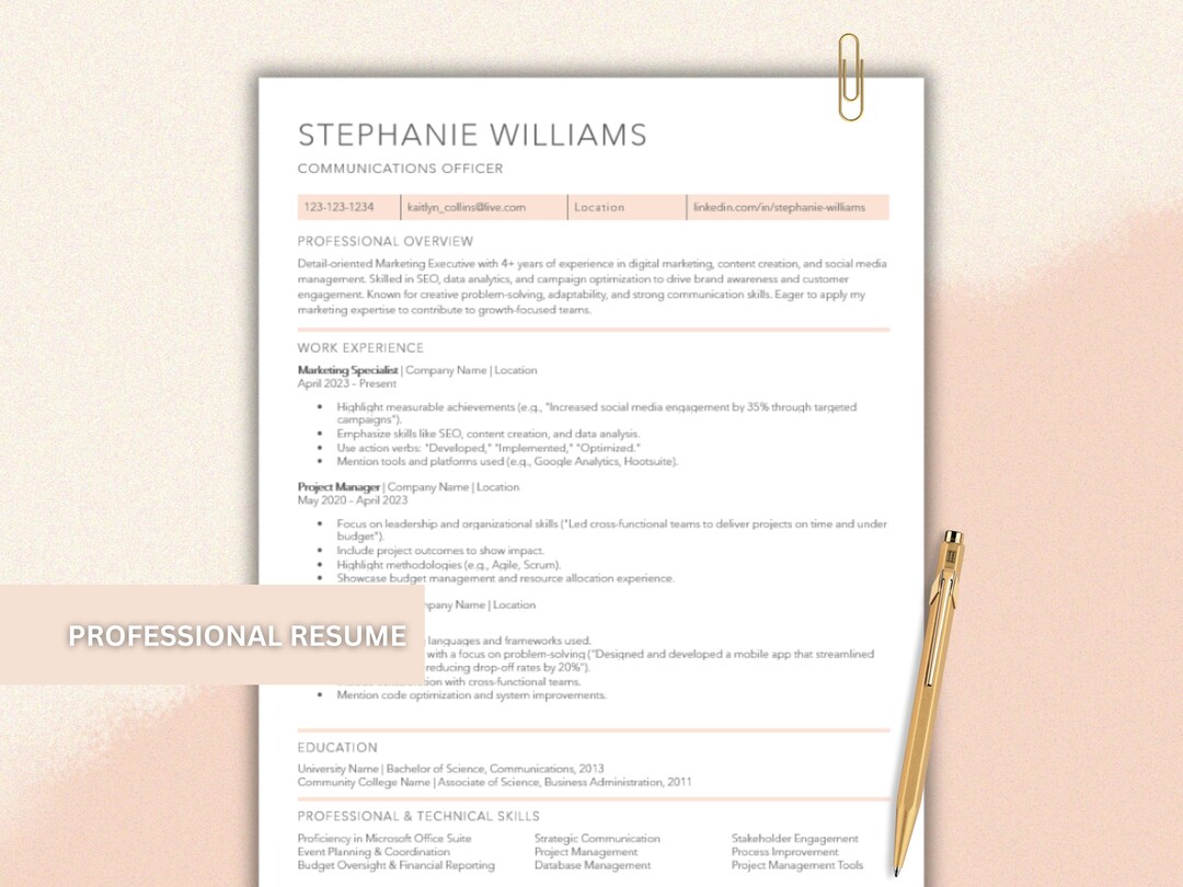 Polished Resume 1 | US Letter Size 8.5x11 | Basice, Minalmist Template | Word, Google Docs ...