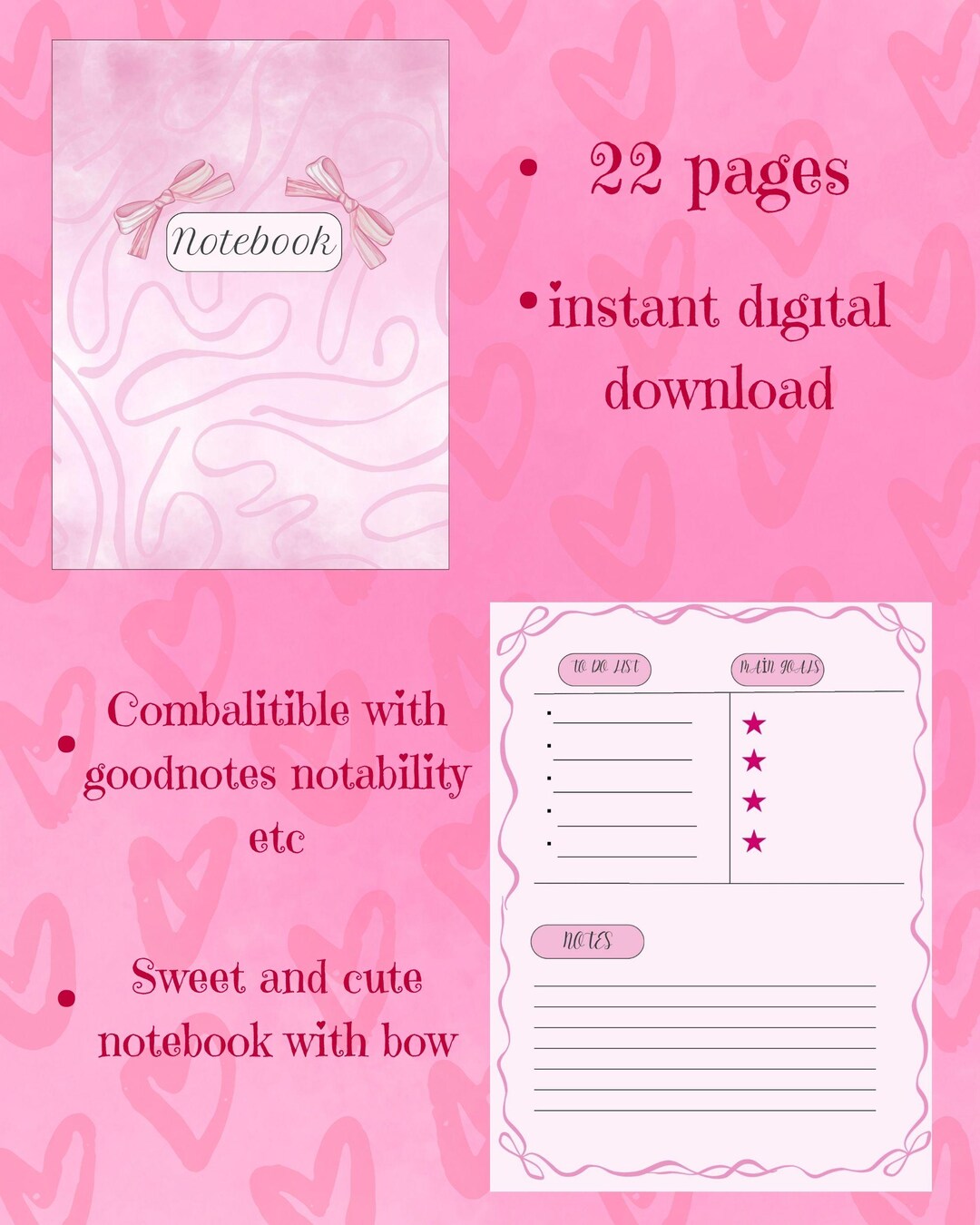 Bow-tied Notebook Dıgıtal | Sweet Notebook | Daily | Bow | Suitable for ...