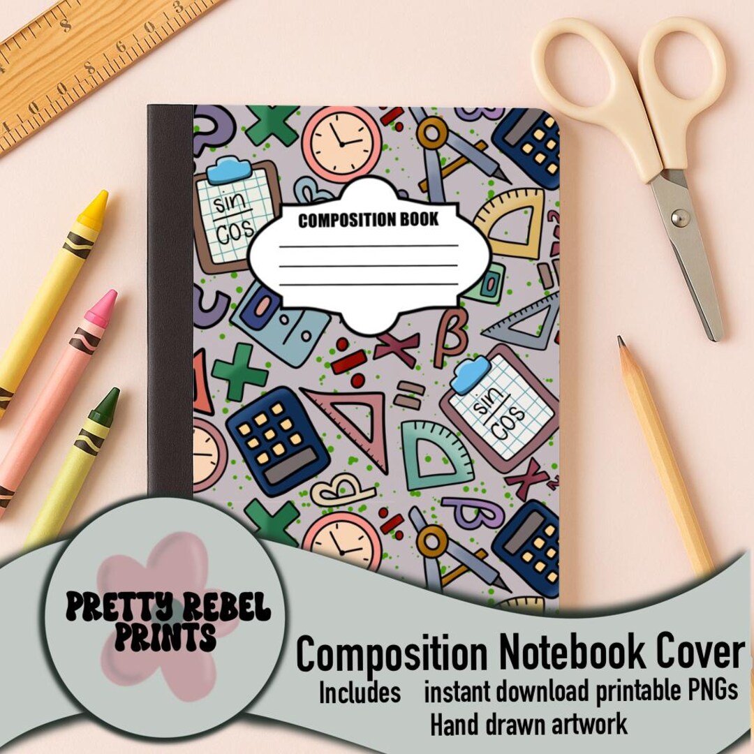 Printable Composition Notebook Cover PNG Back to School Personal Custom ...
