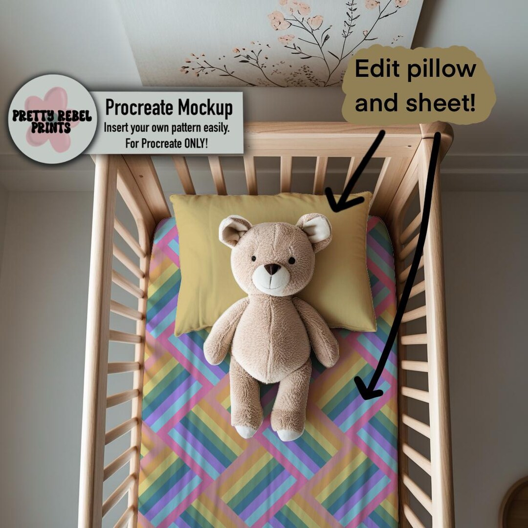 Procreate Crib Sheet Mock up Seamless Pattern Template Design Digital ...