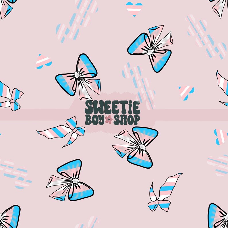 Transgender Pride Flag Bow Seamless Pattern 300 DPI Instant Download ...