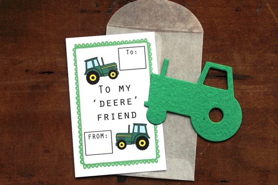Tractor Valentines SET OF 8 Includes Color Printed Card - Etsy