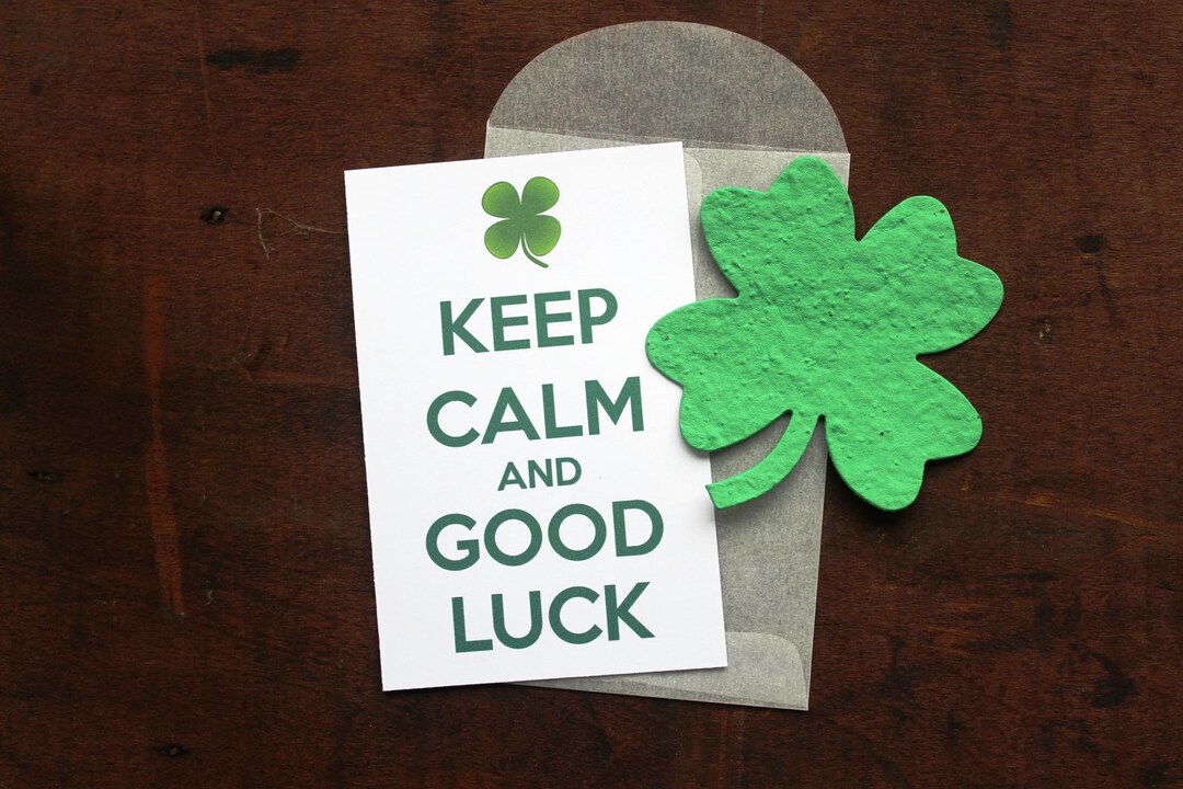 Keep Calm and Good Luck - SET OF 8 - Includes Color Printed Card, Seed ...