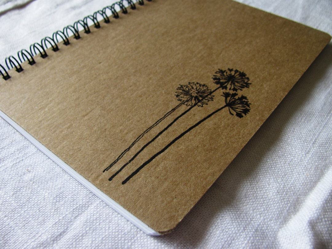 Whimsical Dandelion Hand Stamped Chipboard Notebook 5 X 7 - Etsy