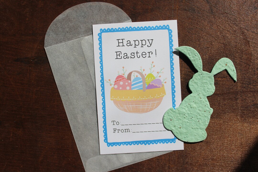 Happy Easter - SET OF 8 - Includes Color Printed Card, Seed Paper, and ...