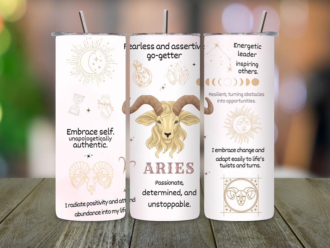 Aries Zodiac Tumbler Wrap PNG, Pastel Astrology 20 Oz Skinny ...