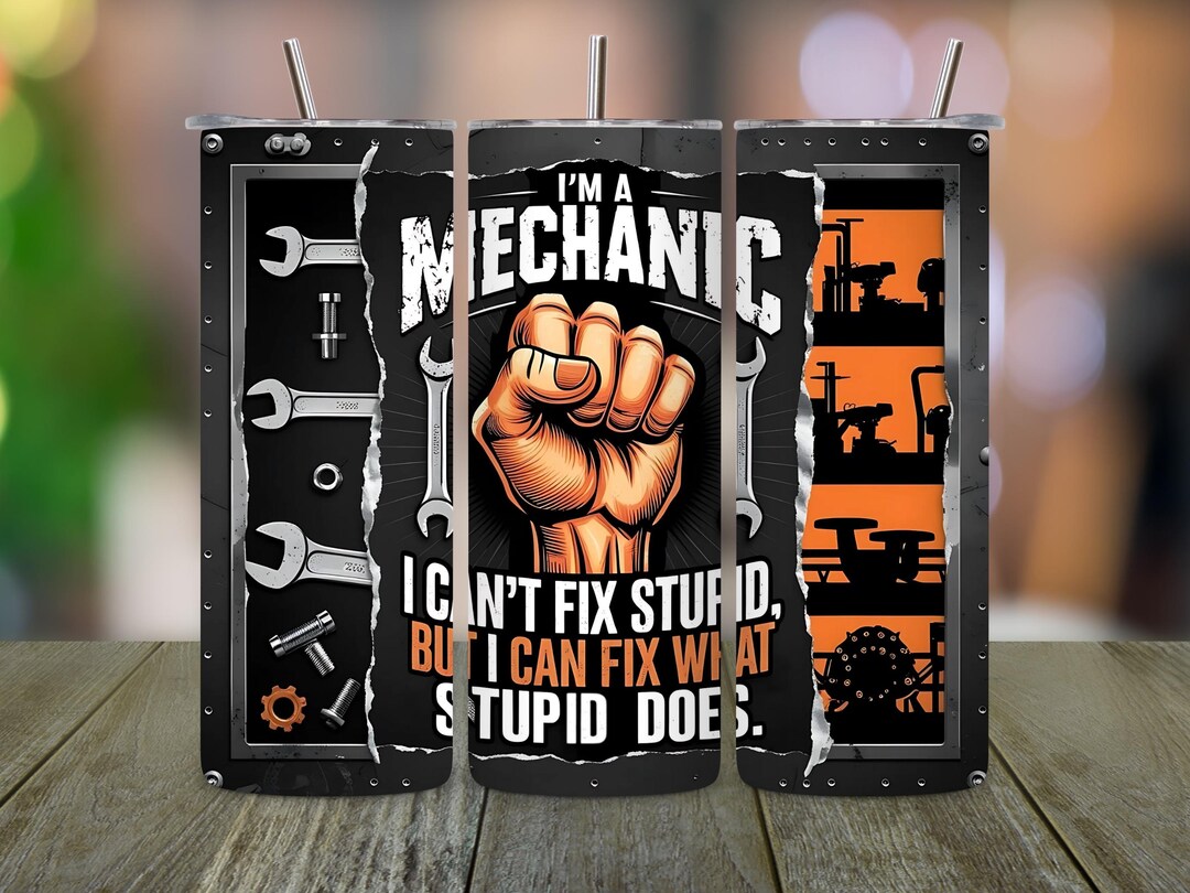Mechanic Tumbler Wrap PNG: Tools 20oz Skinny Sublimation Design ...