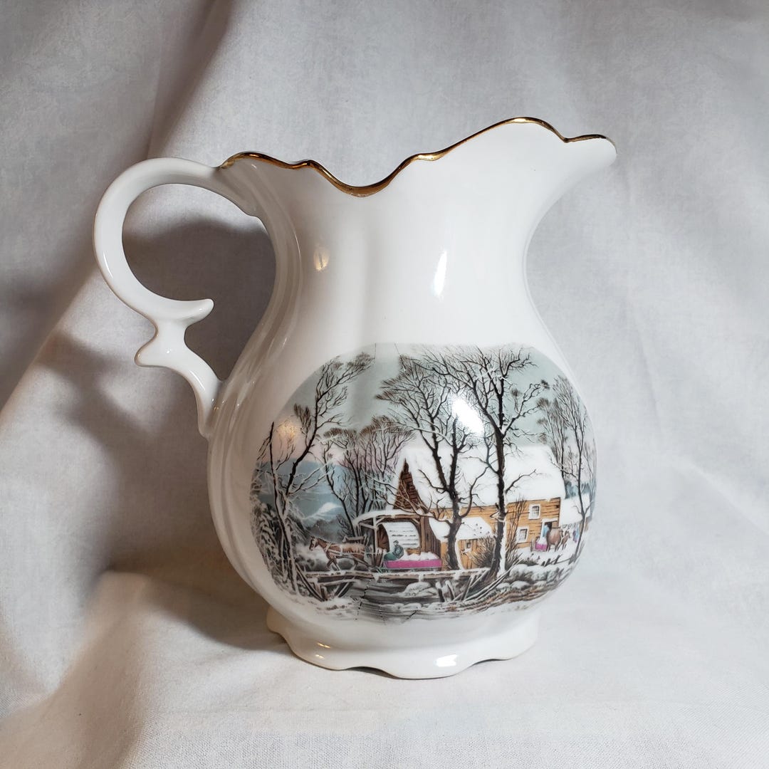 Avon Currier and Ives Porcelain Creamer Pitcher (1977) - Etsy