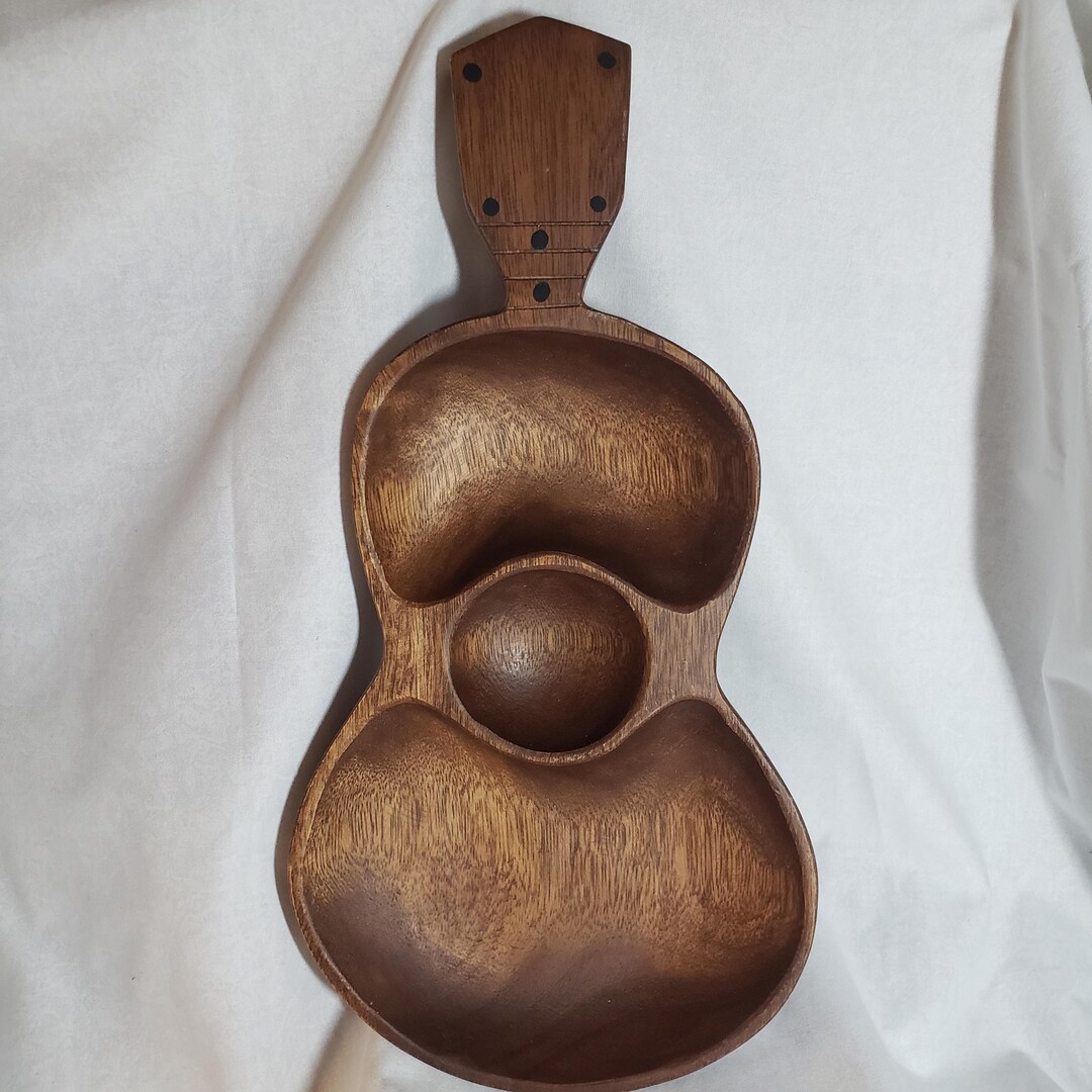 14" Ukulele Shaped Wood Nut and Candy Bowl - Etsy