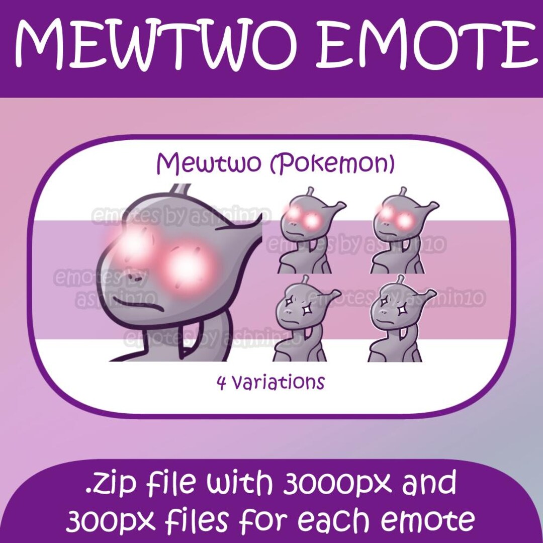 Mewtwo Pokemon Discord Emote - Etsy