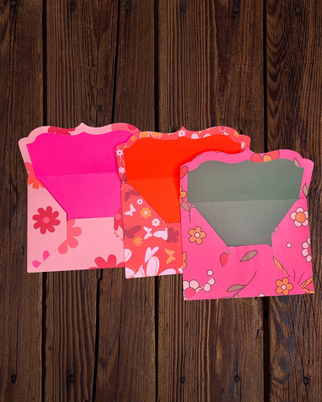 Elegant Scalloped A6 Envelopes – Set of 3 Handmade Floral Envelopes ...