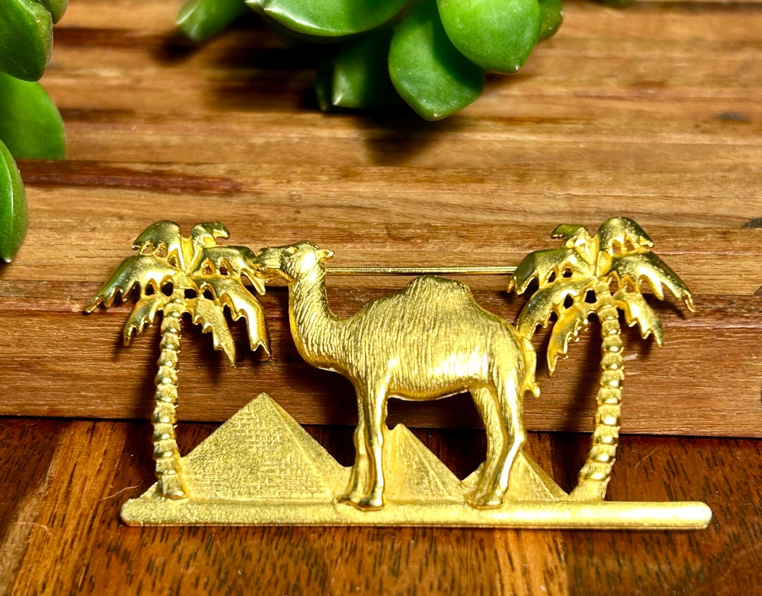 Vintage Camel Palm Trees Pyramid Egypt Brooch JJ Jonette Gift - Etsy