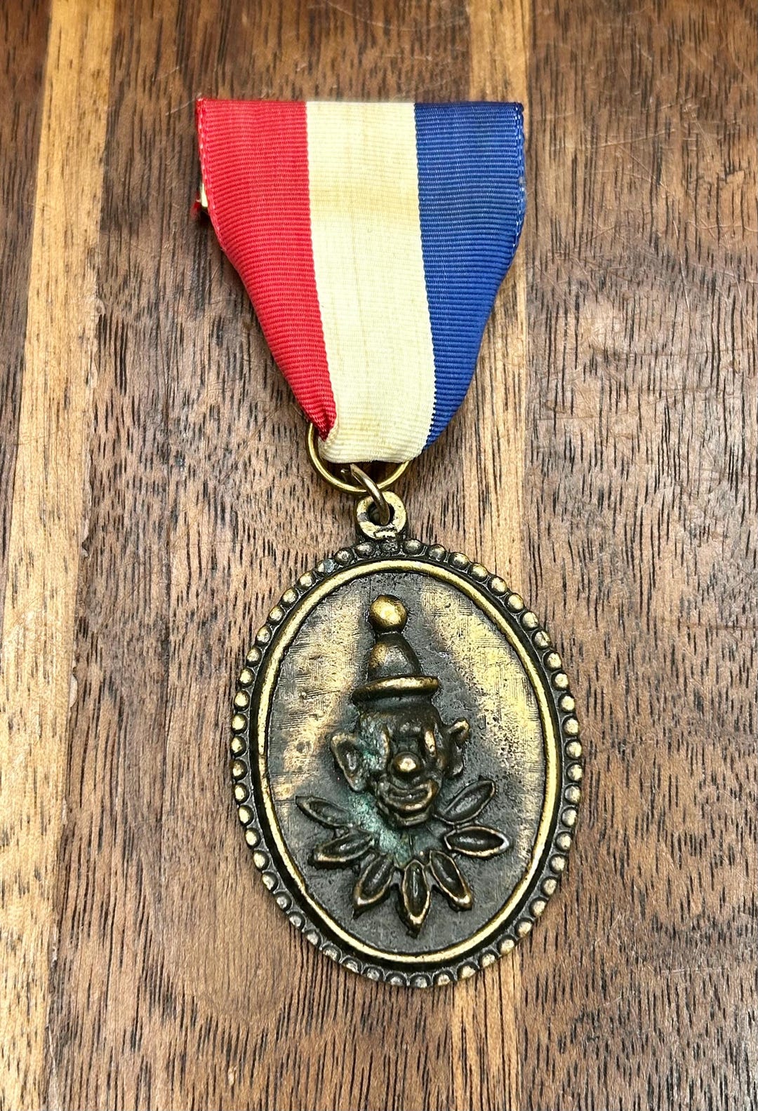 Vintage Clown Medal Medallion 3rd Whiskey Red White Blue Pin Retro ...