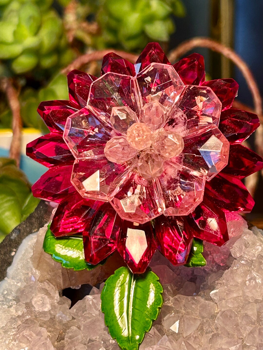 Vintage Pink Lucite Flower Brooch Vtg Made in West Germany Retro Estate ...