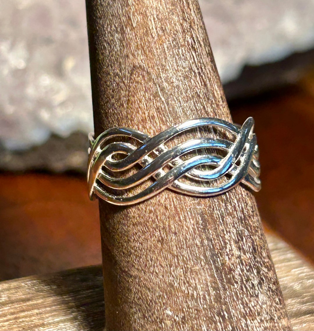 Sterling Silver Woven Ring Open Design 925 IBB Vintage Retro Jewelry ...
