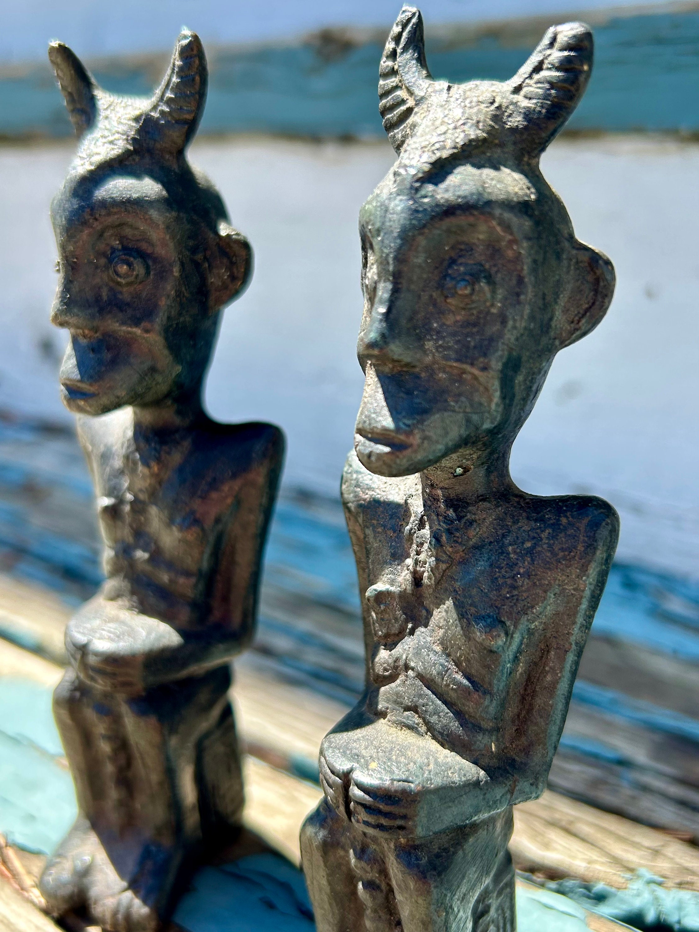 Vintage Wrought Iron Figures Figural Art Demon Devil Pair Decor - Etsy