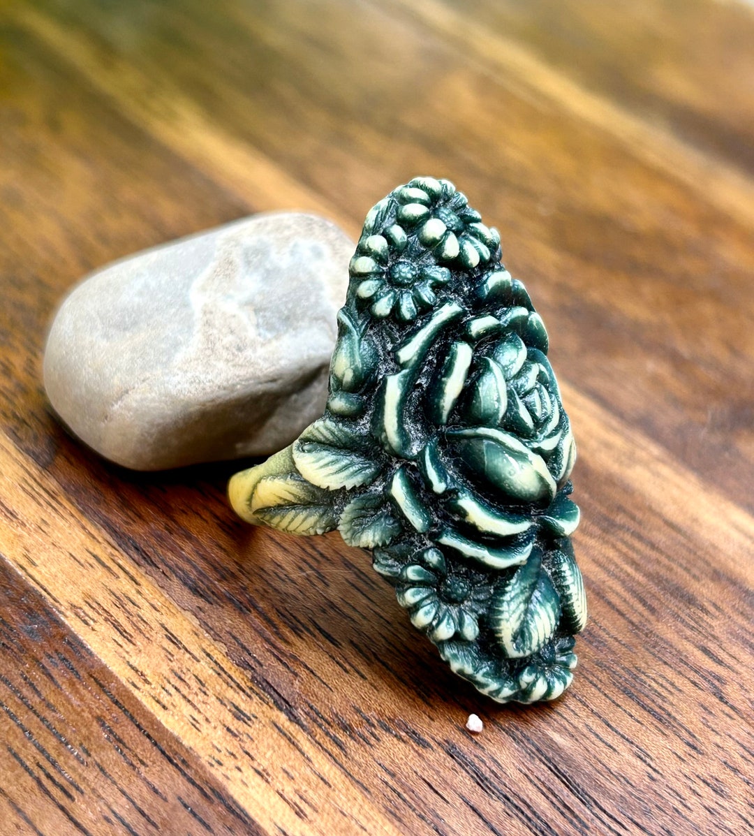 Antique Carved Celluloid Ring 1920s Vintage Plastic Jewelry - Etsy