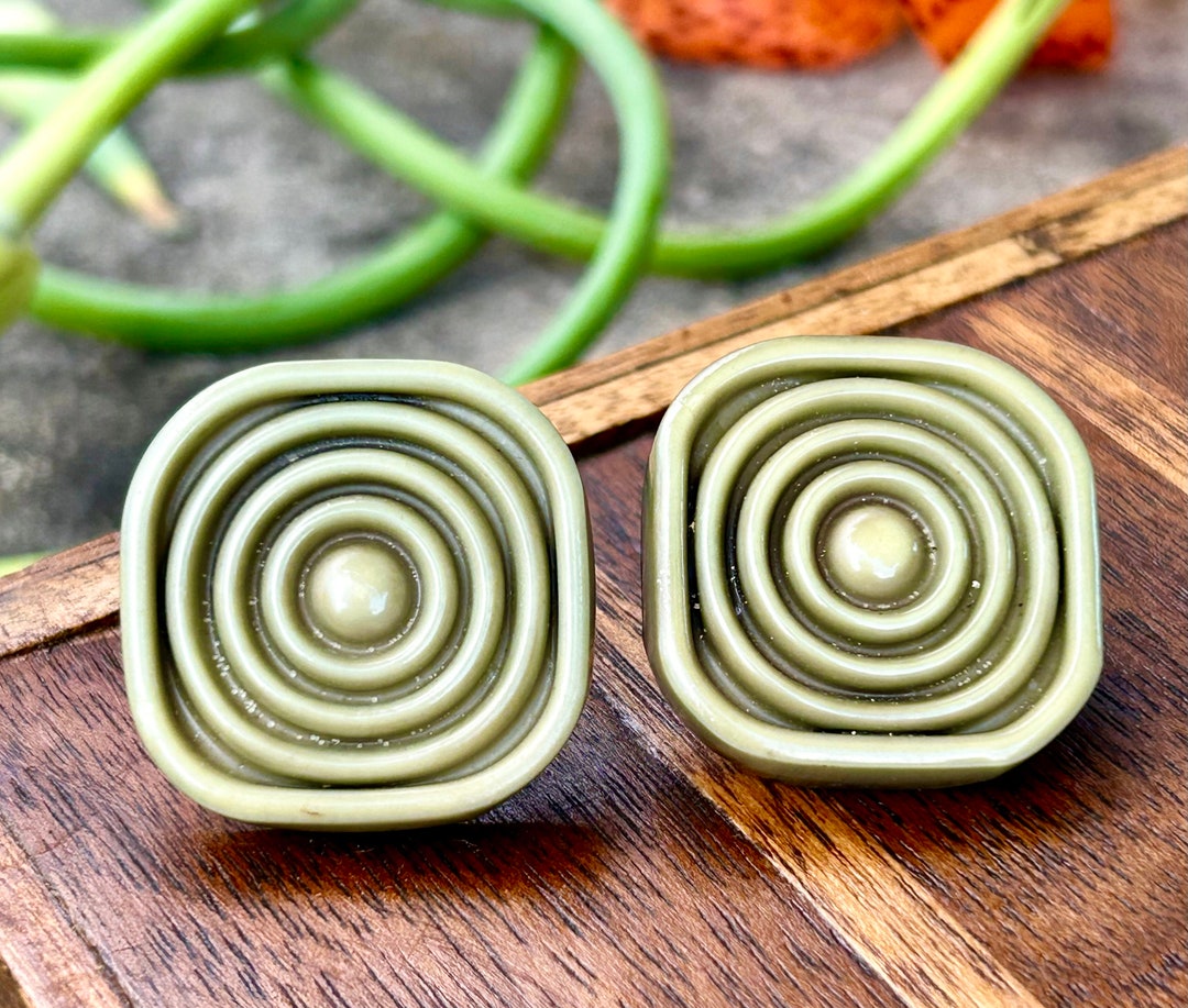Vintage Celluloid Earrings Square Geometric Modern Mod Screw Back Art ...