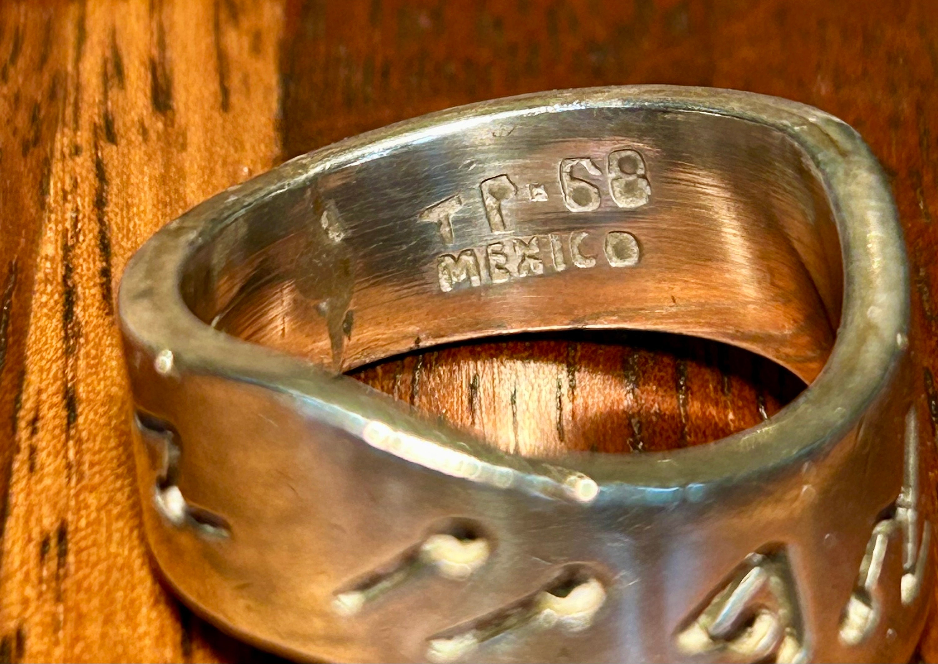 Sterling Silver Taxco Ring Symbols Mexico Tribal Vintage Retro Jewelry ...