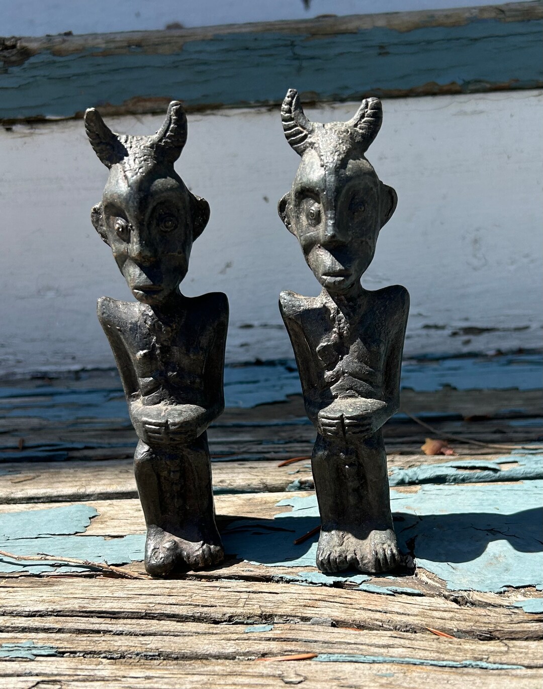 Vintage Wrought Iron Figures Figural Art Demon Devil Pair Decor - Etsy