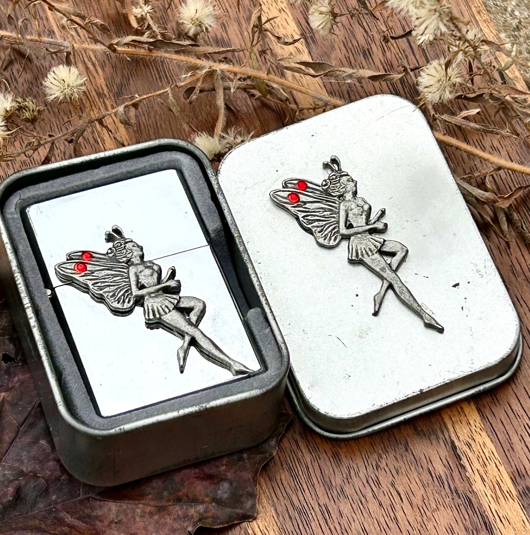 Fairy Flip Top Windproof Lighter 3D Fairy Matching Metal Case Vintage ...