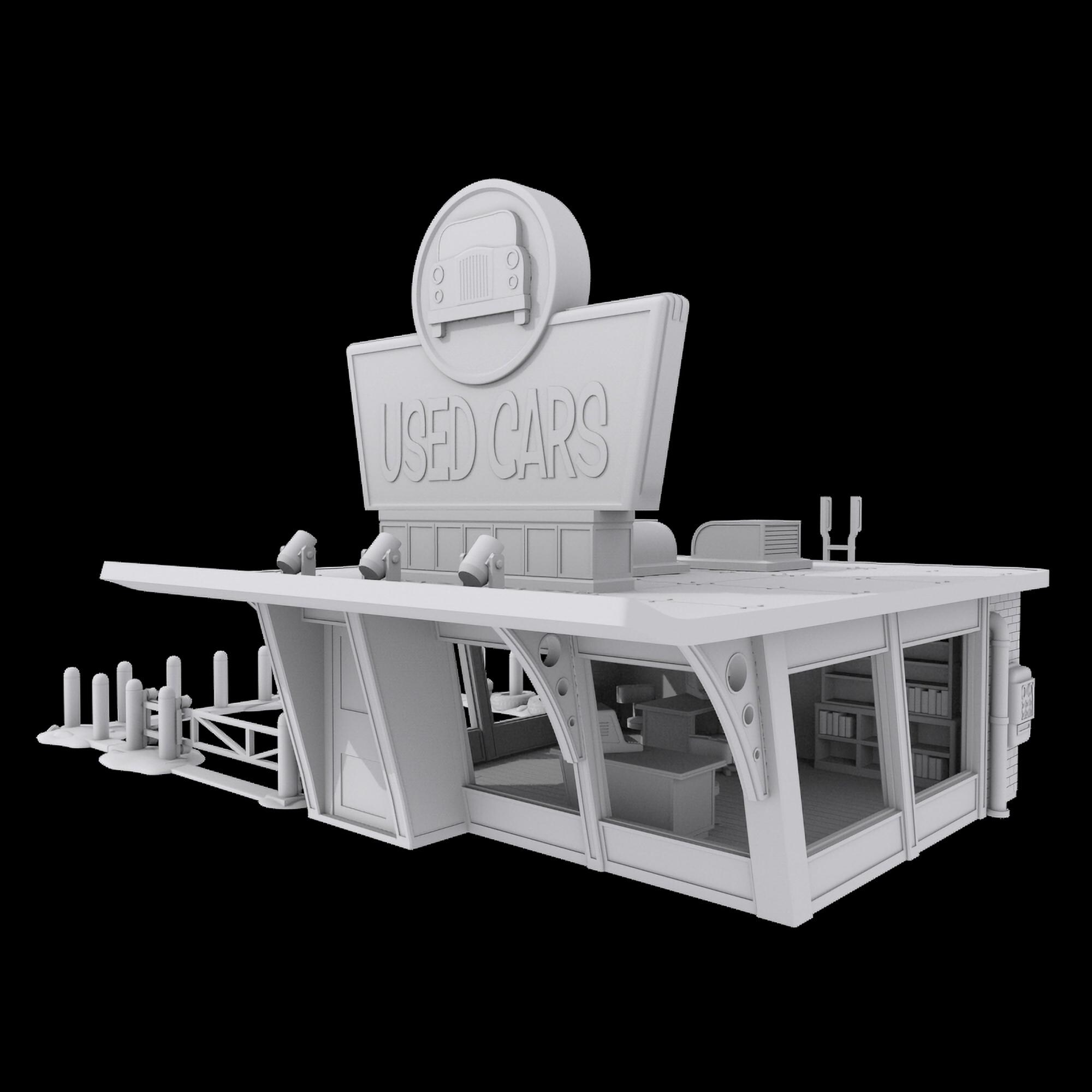 3D Printed Post-apocalyptic Building Terrain - Used Car Lot | 32mm ...