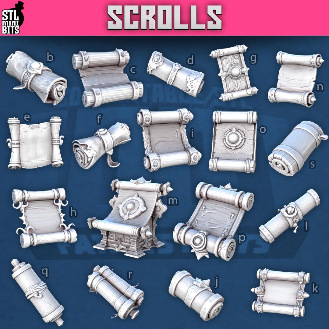 3D Printed 32mm Scale Fantasy Terrain - Scrolls | Unpainted SLA Resin ...