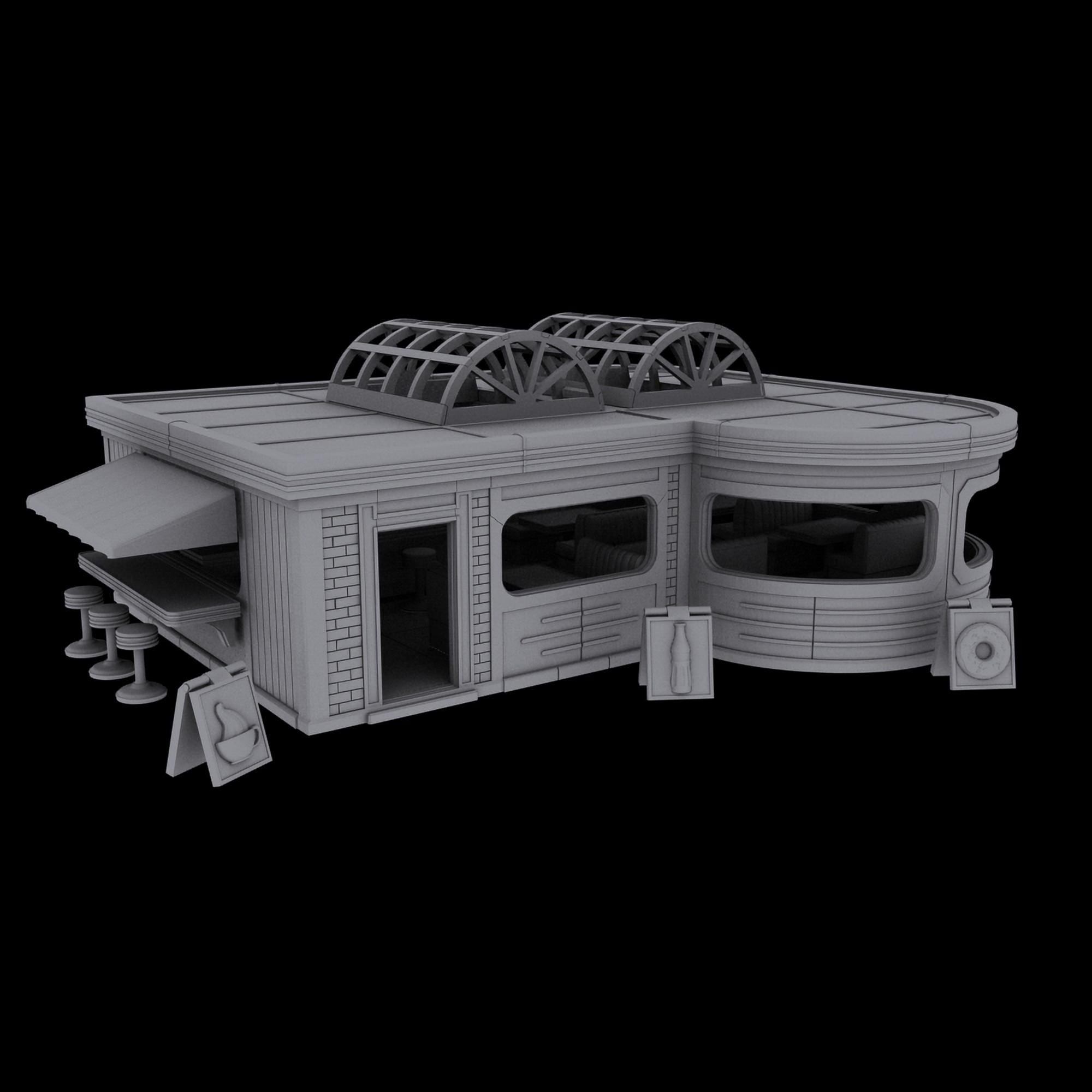 3D Printed Post-apocalyptic Building Terrain - Diner | 32mm Scale D&D ...