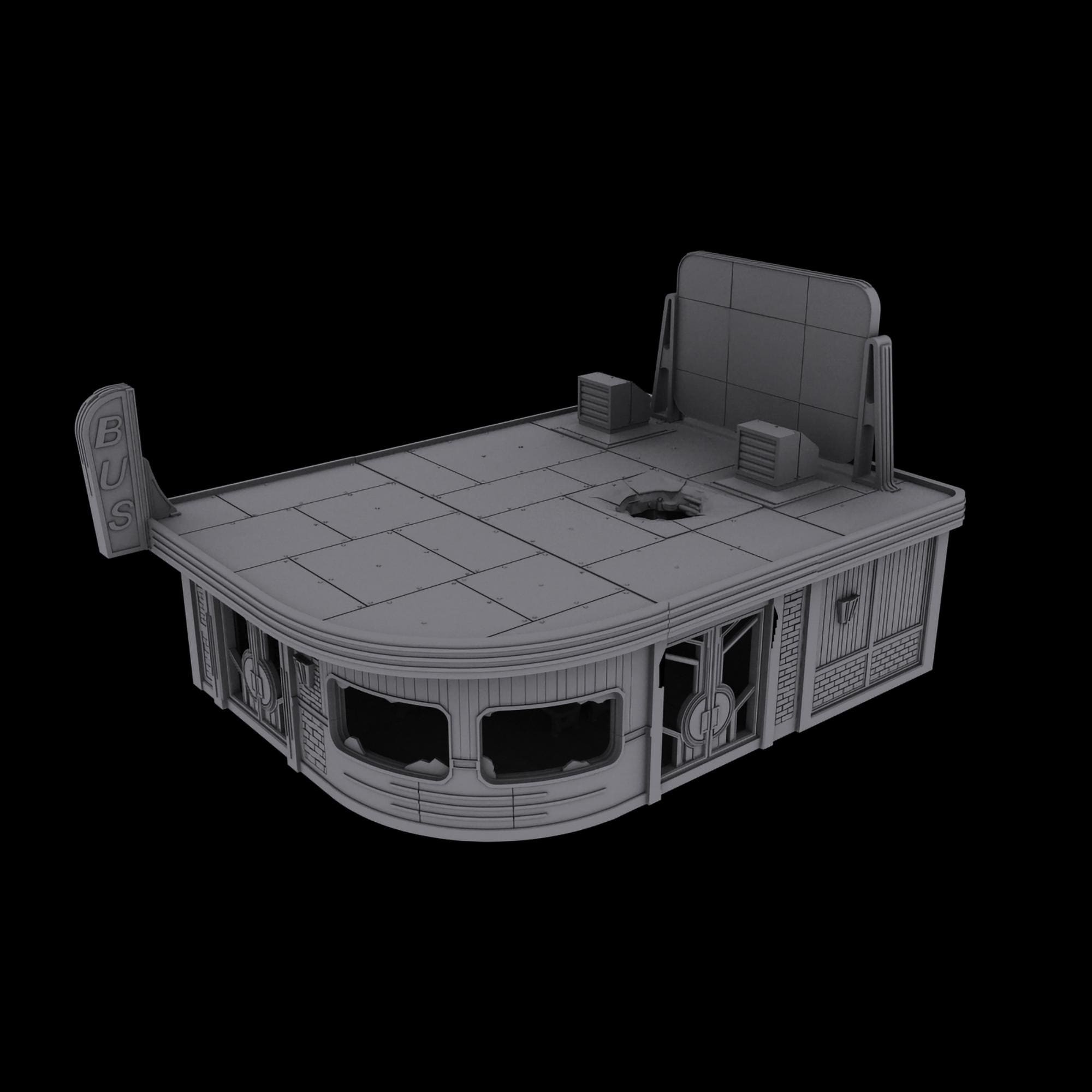 3D Printed Post-apocalyptic Building Terrain - the Bus Station | 32mm ...