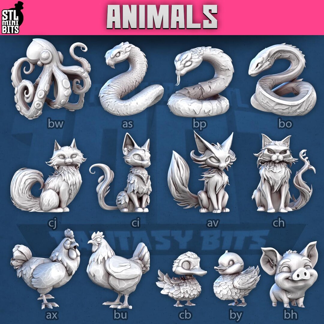3D Printed Animal Miniatures: 32mm Scale Resin Terrain for Rpgs - Etsy