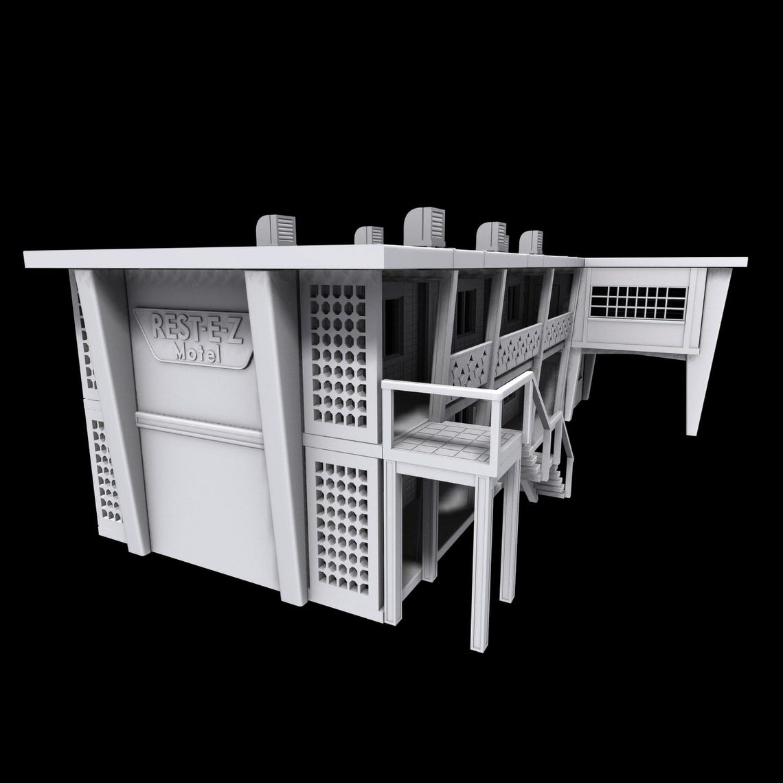3D Printed Post-apocalyptic Building Terrain - Rest EZ Motel With Pool ...