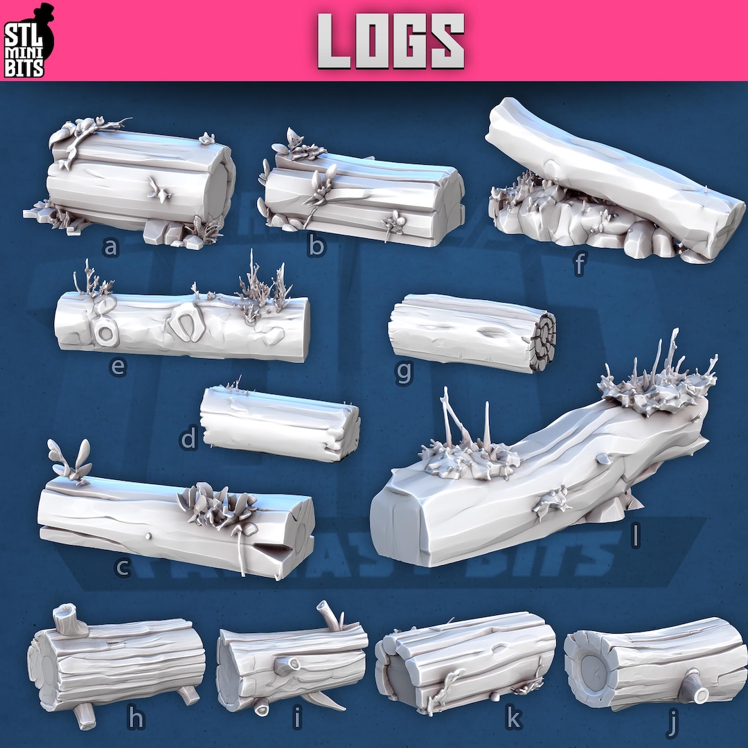 3D Printed 32mm Scale Fantasy Terrain - Logs | Unpainted SLA Resin ...