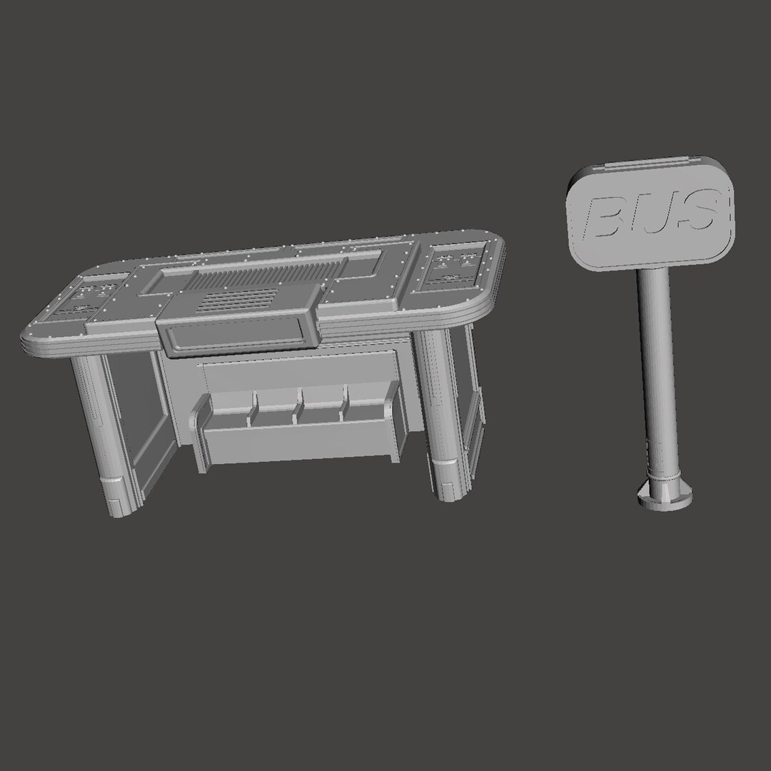 3D Printed Post-apocalyptic Building Terrain - Bus Stop and Sign | 32mm ...