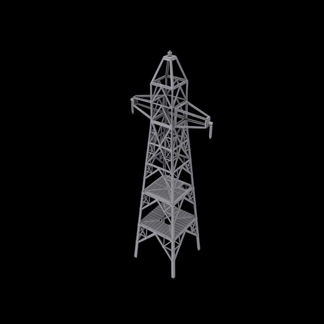 3D Printed Post-apocalyptic Building Terrain - Electrical Pylon | 32mm ...