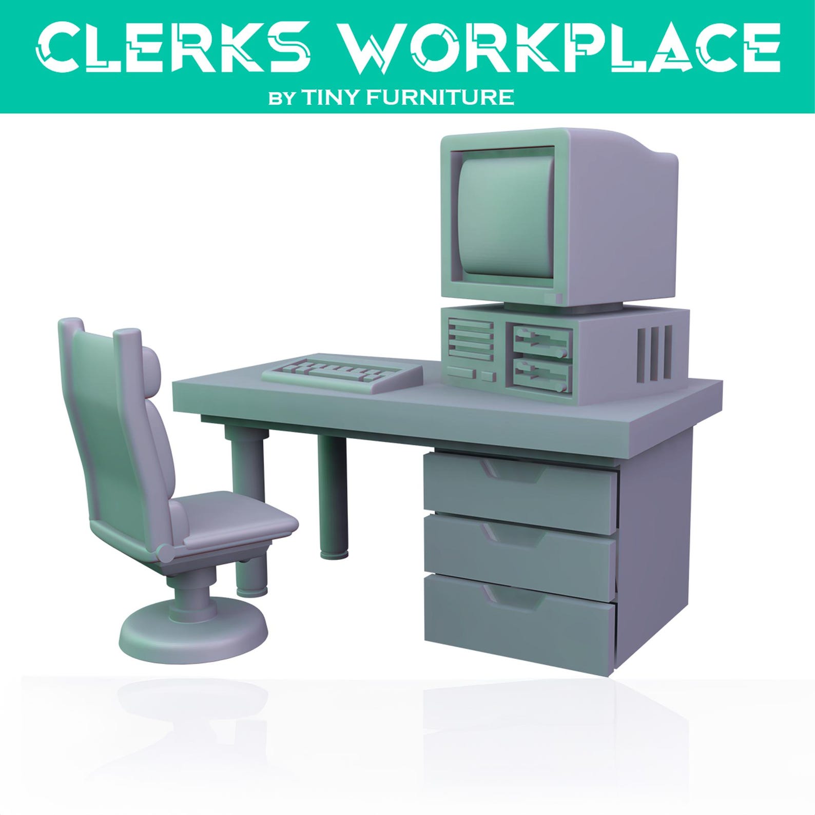 3D Printed Clerks Desk Set of Two | 32mm Scale D&D, Fallout, Wargame ...
