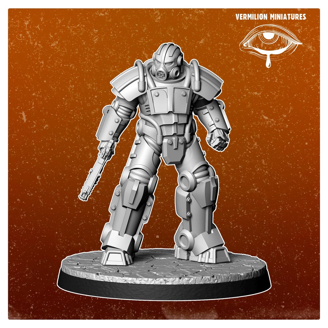 32mm Steelshade – X-01 Power Armor With 10mm Pistol Miniature – Fallout ...