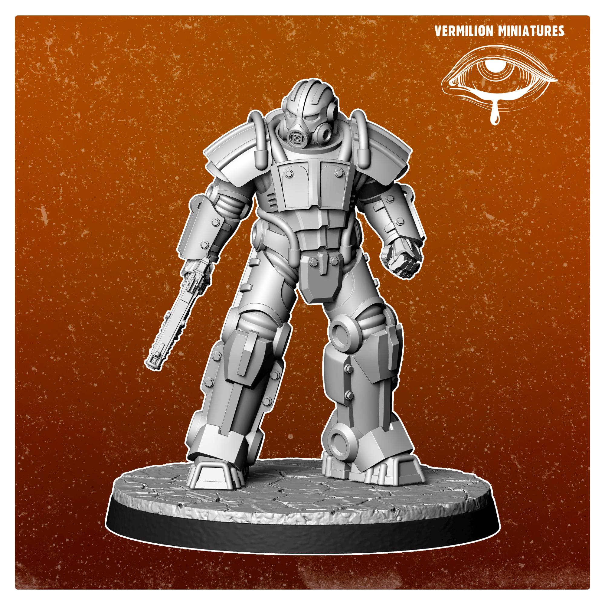 32mm Steelshade – X-01 Power Armor With 10mm Pistol Miniature – Fallout ...