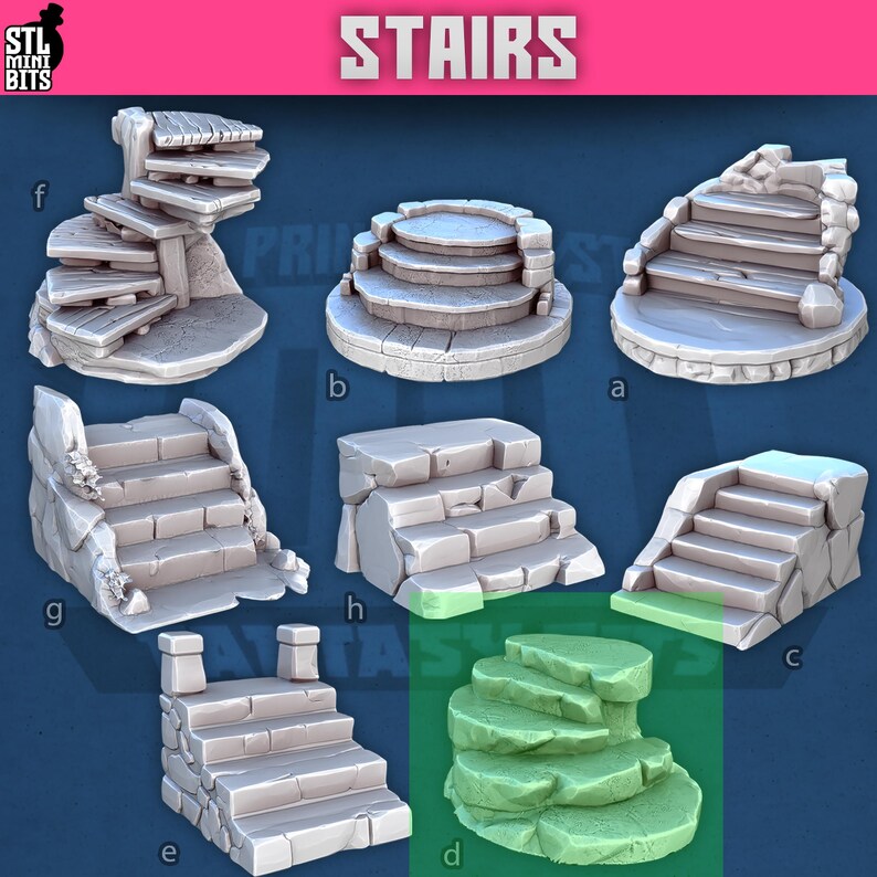3D Printed Resin Stairs: Unpainted Fantasy Terrain, 32mm RPG Wargame ...