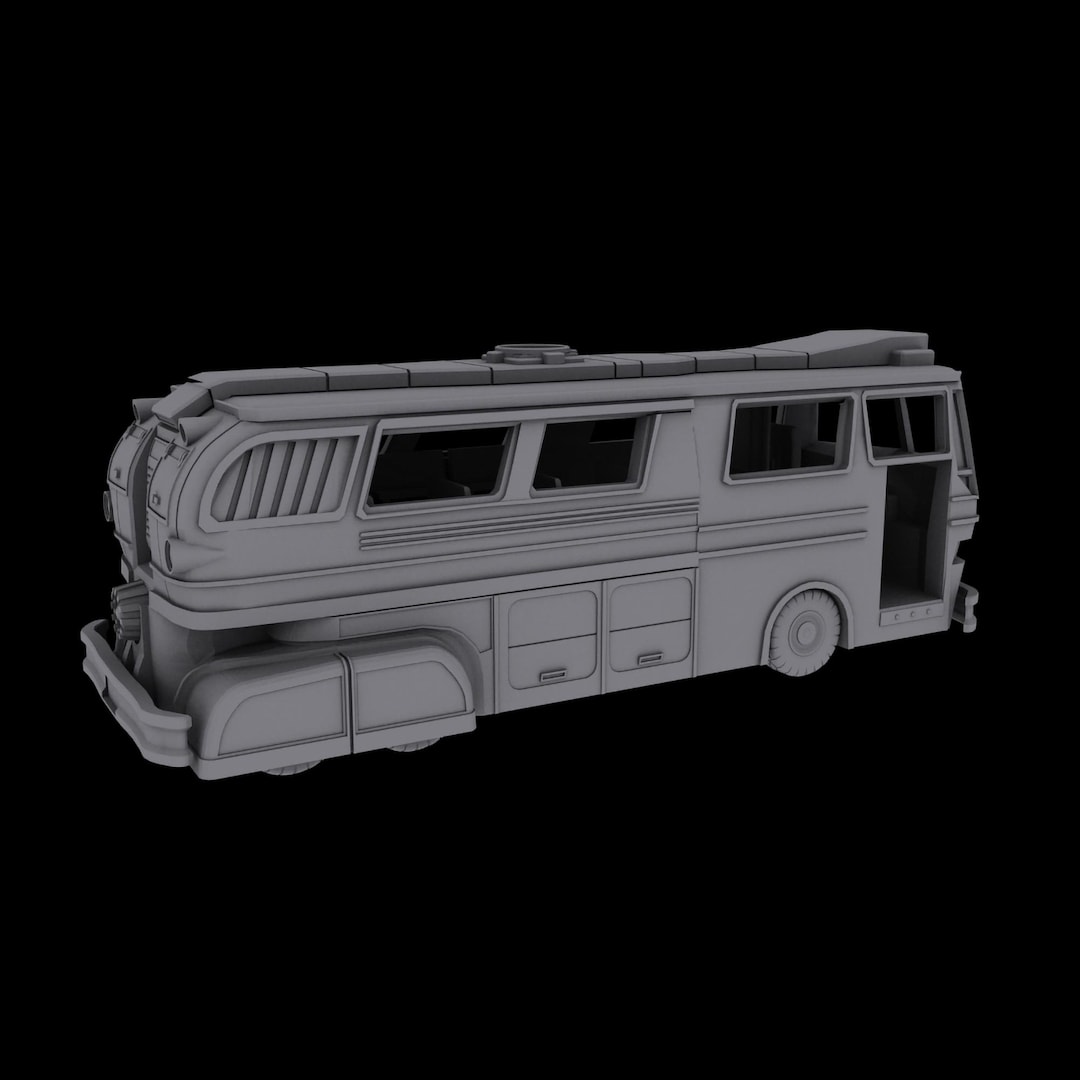3D Printed Post-apocalyptic Building Terrain - the Bus | 32mm Scale D&D ...