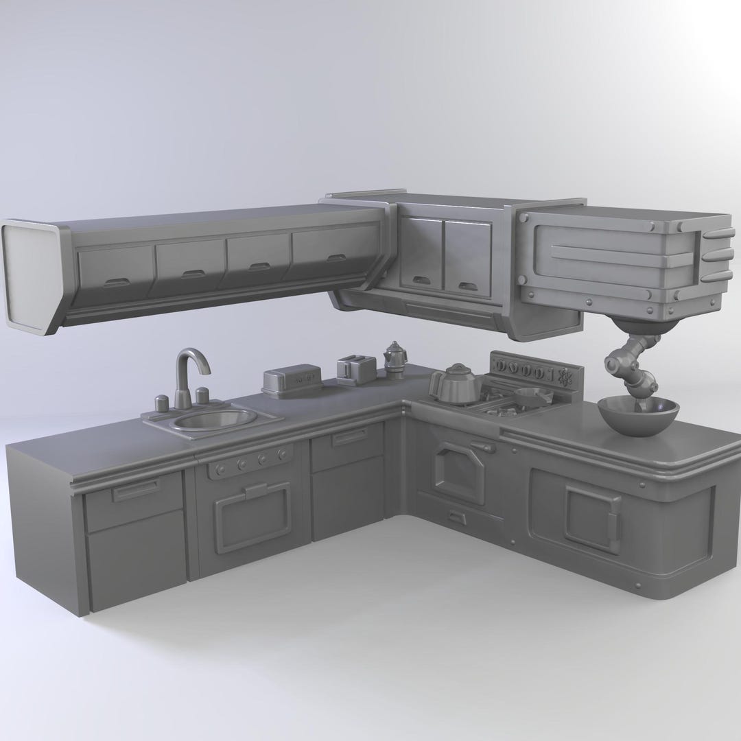 32mm Retro-futuristic Kitchen Set – Fallout RPG Mini | Post-apocalyptic ...