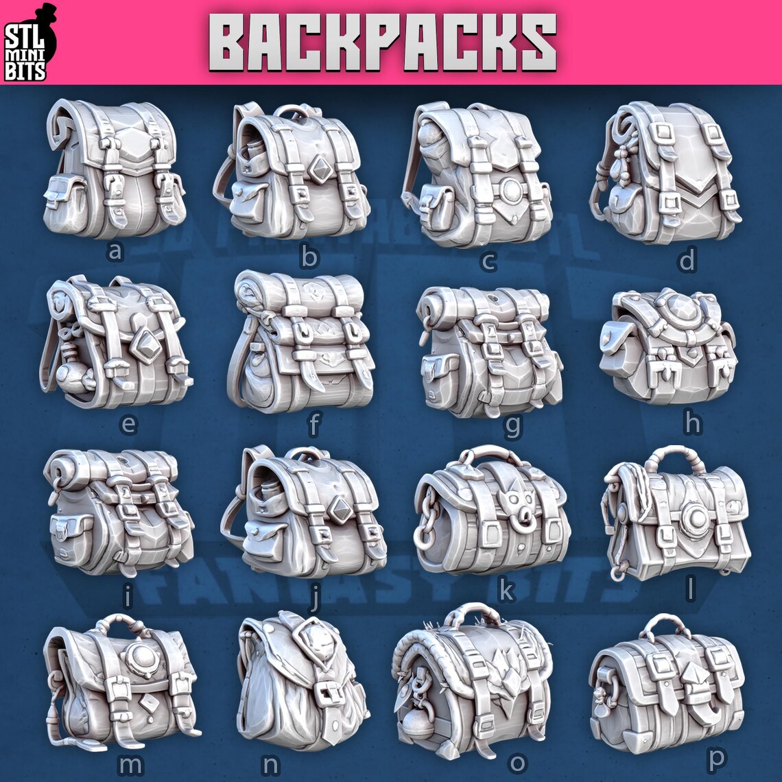 3D Printed 32mm Scale Fantasy Terrain - Backpacks | Unpainted SLA Resin ...