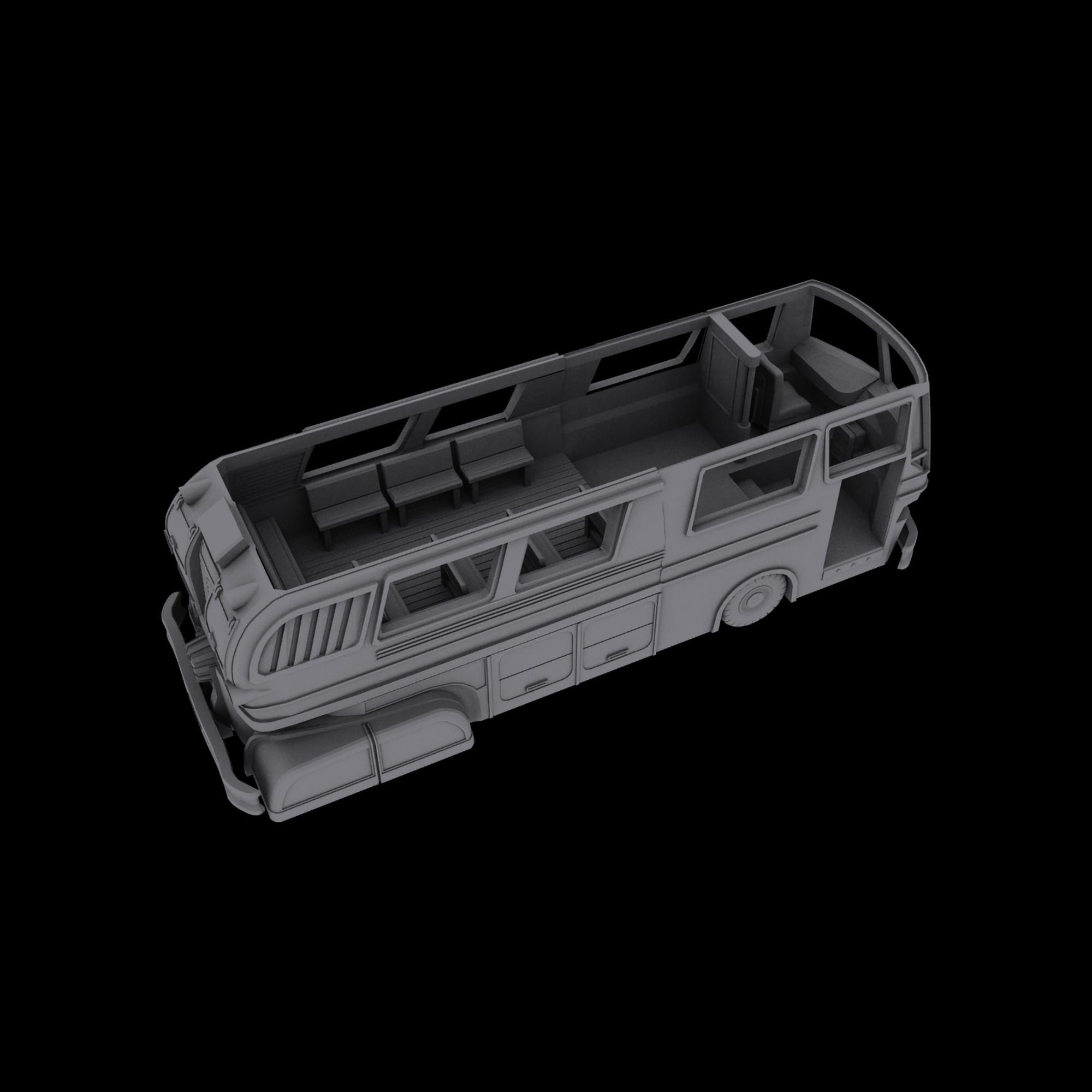 3D Printed Post-apocalyptic Building Terrain - the Bus | 32mm Scale D&D ...