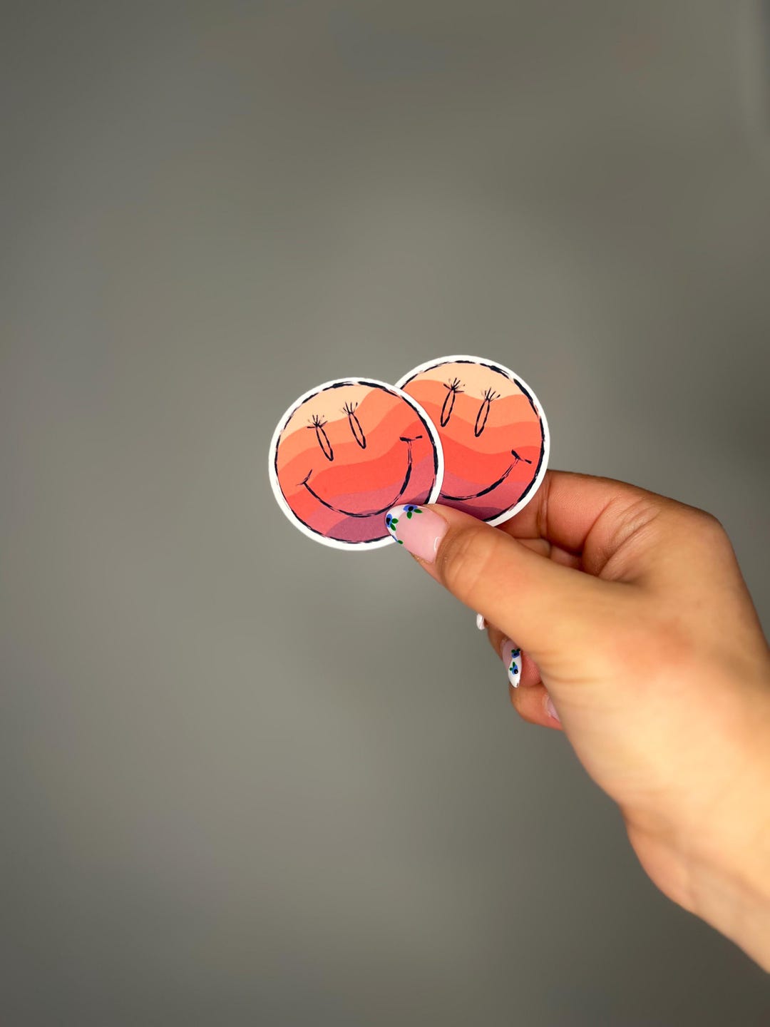 Pink Smiley Face Sticker - Etsy