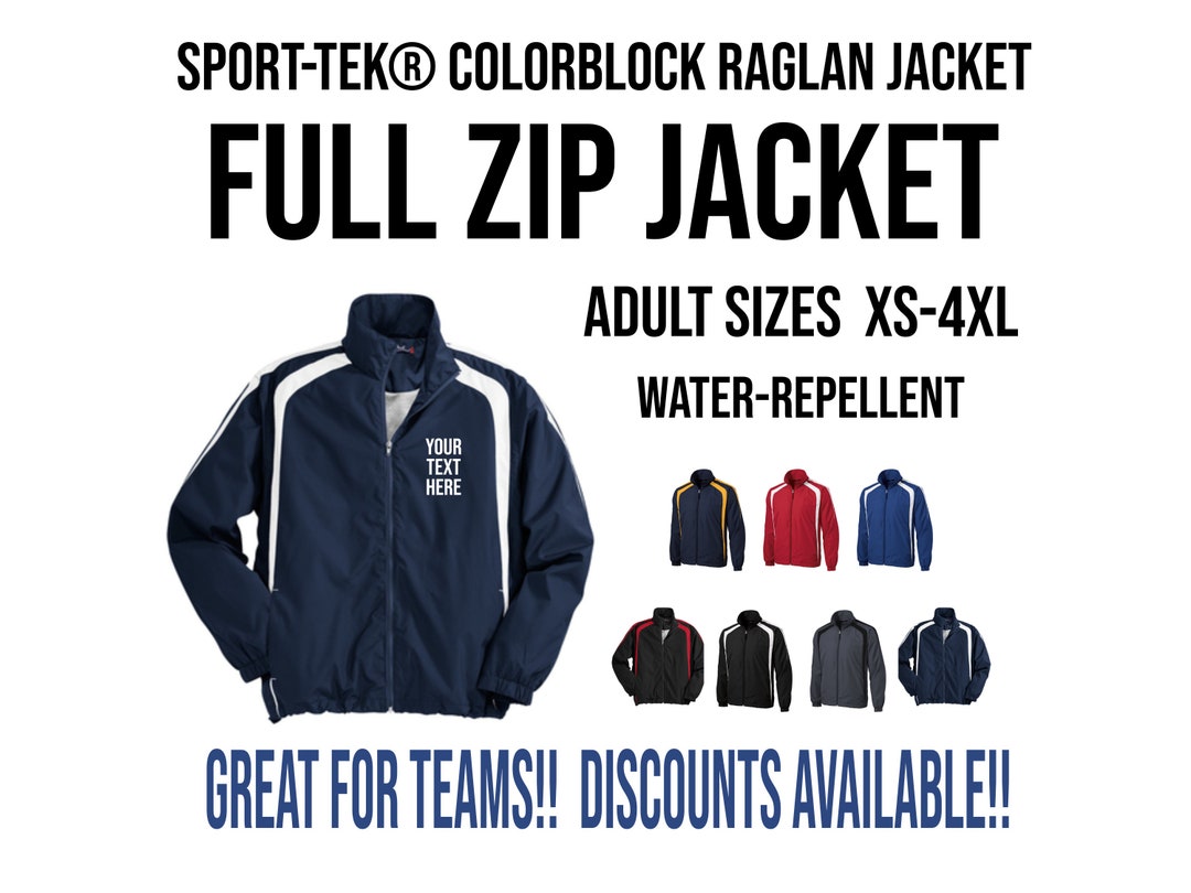 Sport-tek® Colorblock Raglan Jacket, Custom Full Zip Jacket, Team ...