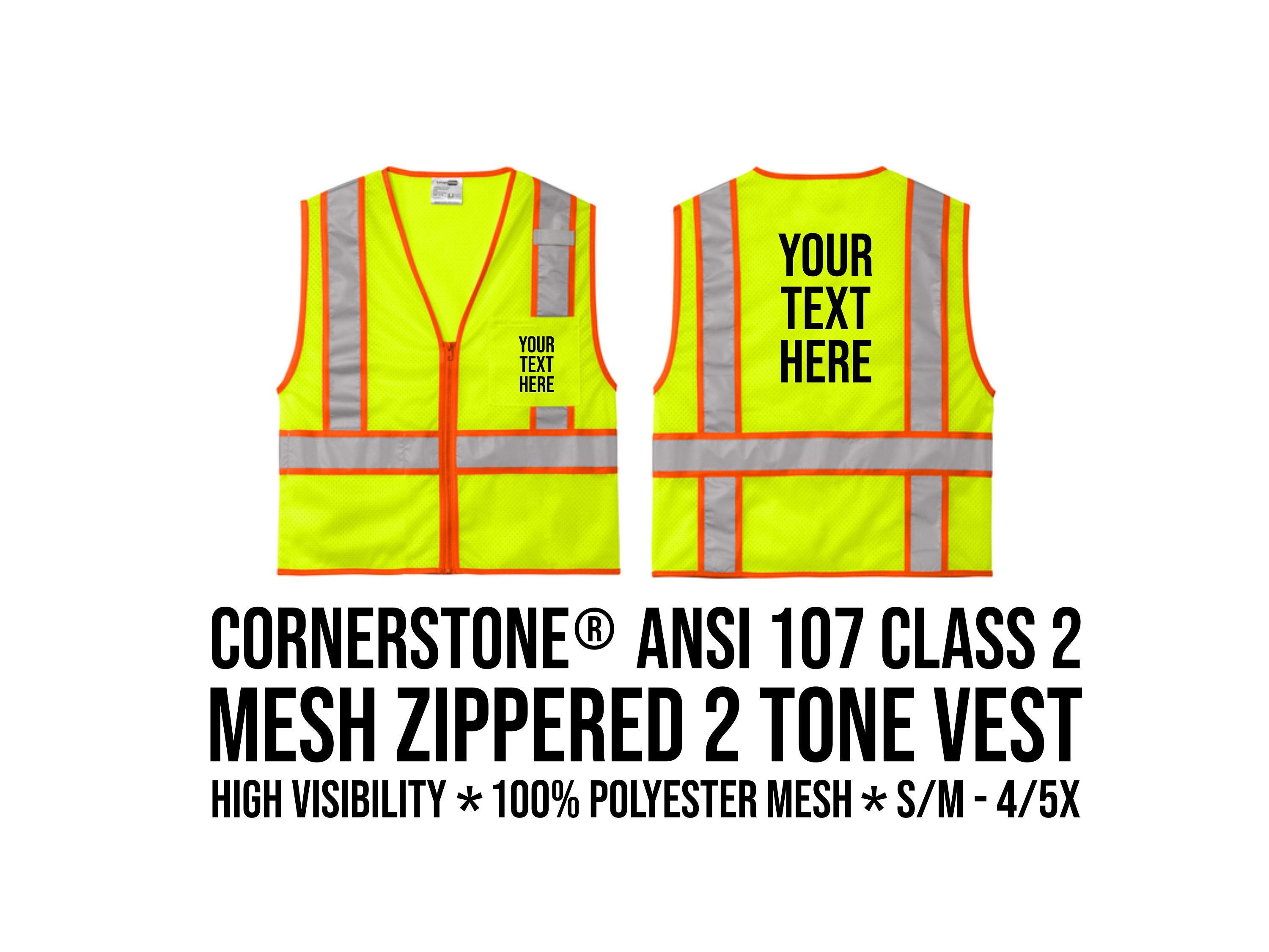 Cornerstone® ANSI 107 Class 2 Mesh Zippered Two-tone Vest - Etsy