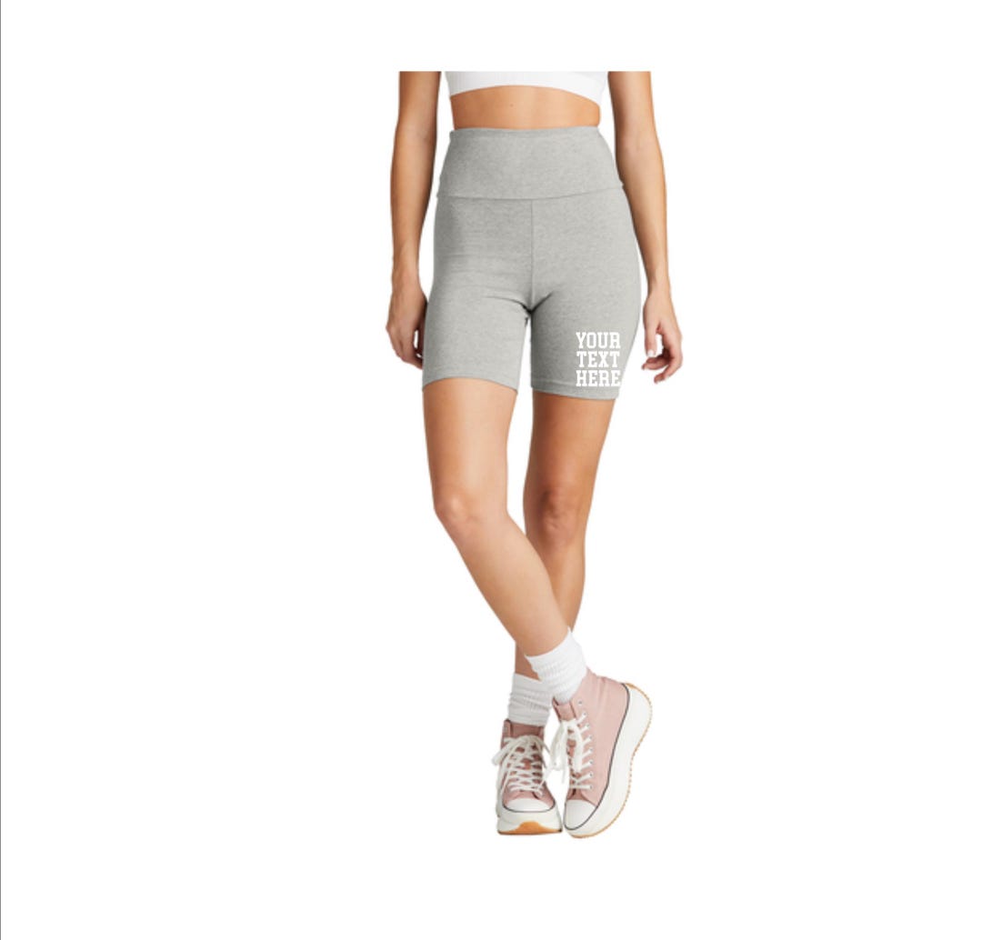 Custom High-waist Bike Shorts: Personalized Text, Cotton Blend - Etsy
