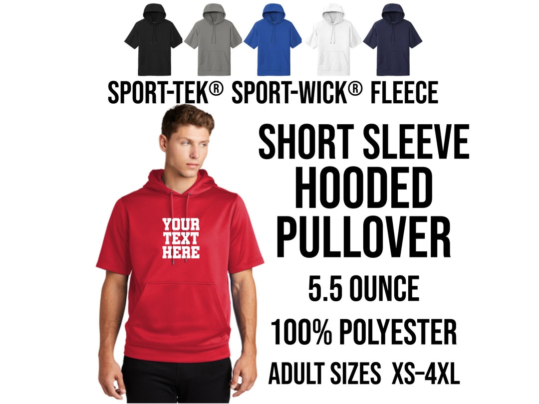 Custom Short Sleeve Performance Hoodie, Short Sleeve Hooded Pullover ...